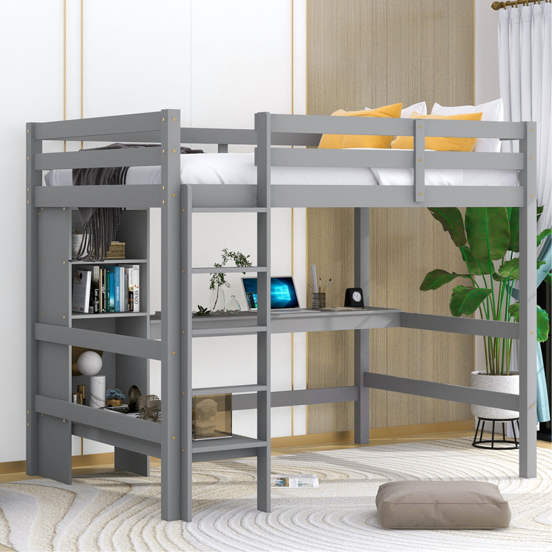Harriet Bee Gardeis Full Solid Wood Loft Bed with Bookcase by Harriet ...