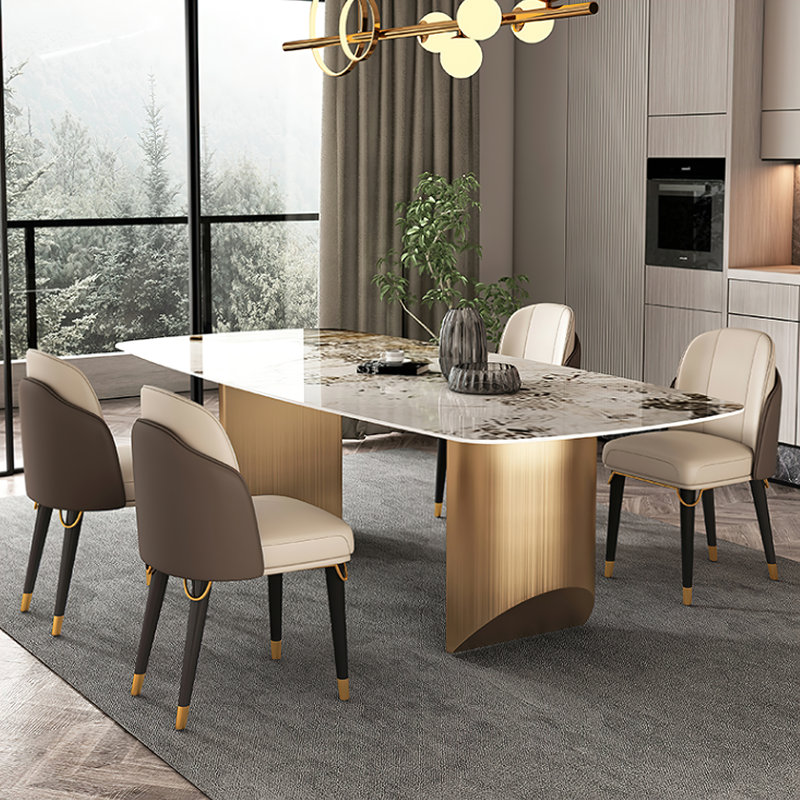 Mercer41 Dashona White Rectangular Sintered Stone Dining Table with ...