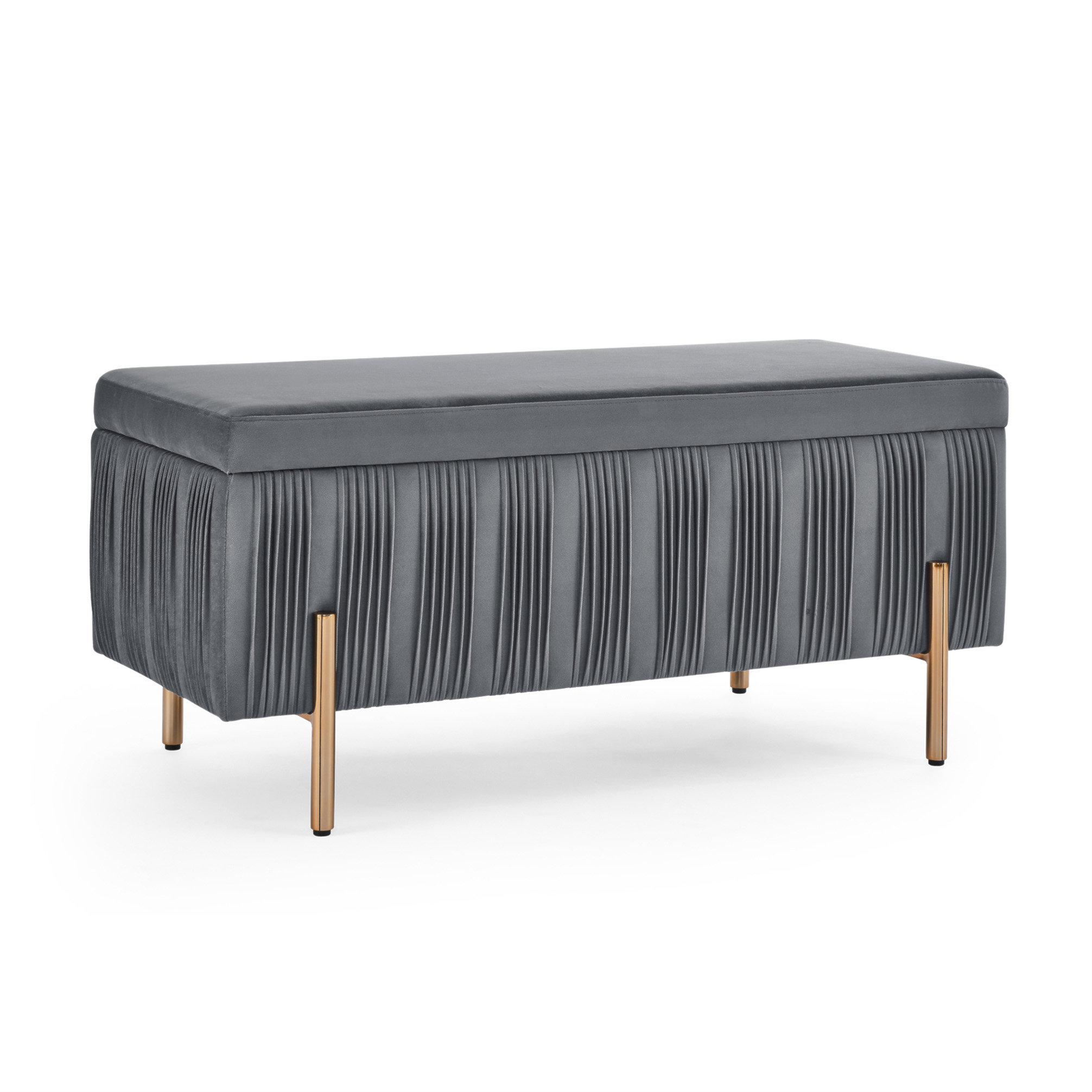 Stylish Velvet Upholstered Storage Bench | Wayfair