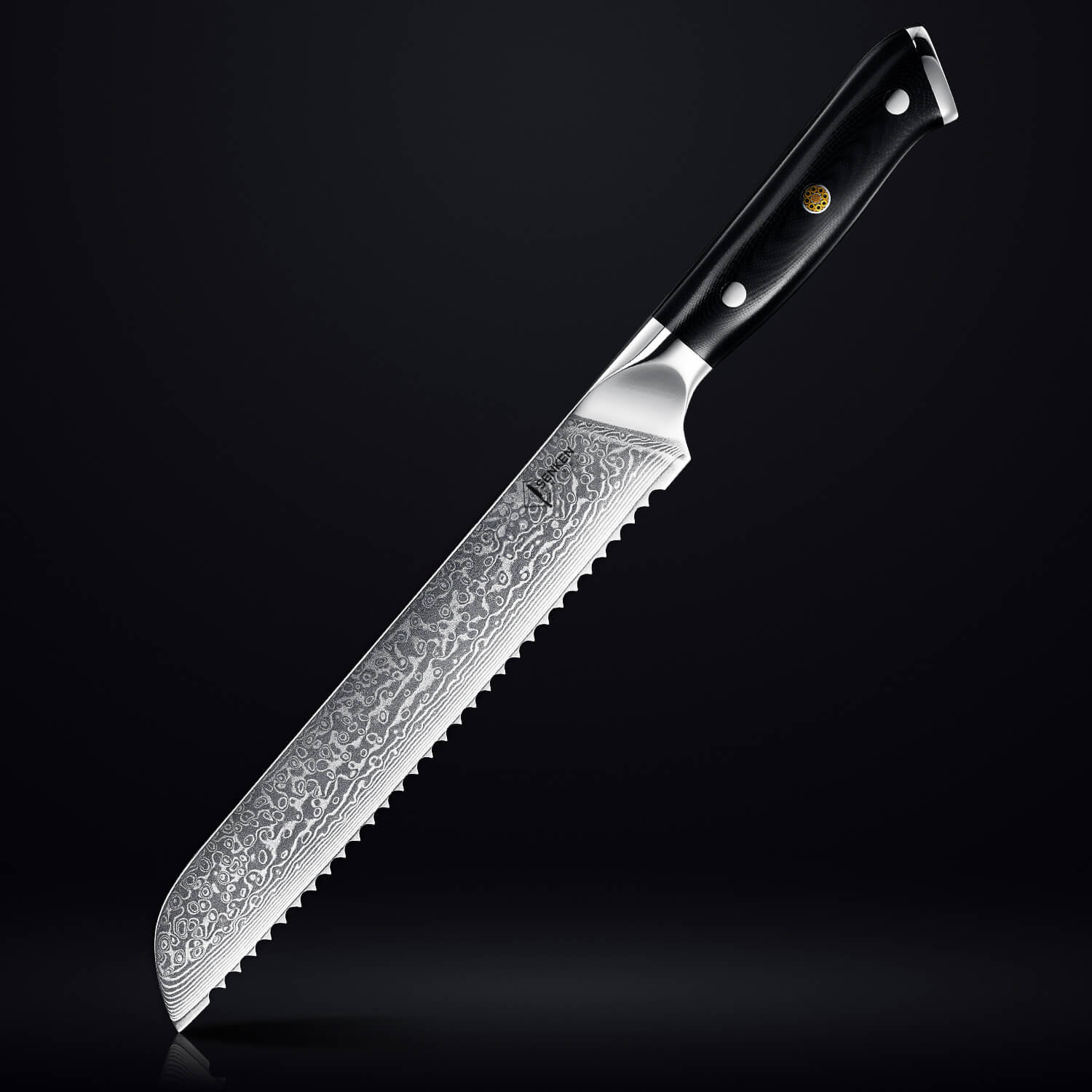Senken Knives "Shogun" Japanese VG10 Damascus Steel 8" Bread Knife With ...