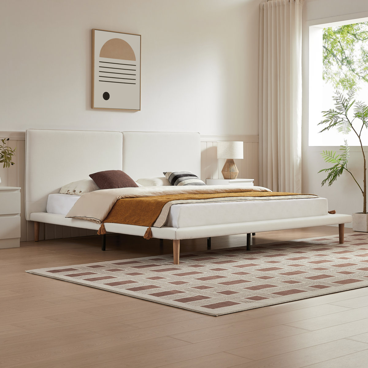 Latitude Run® Shondale Upholstered Scalloped Low Profile Platform Bed ...