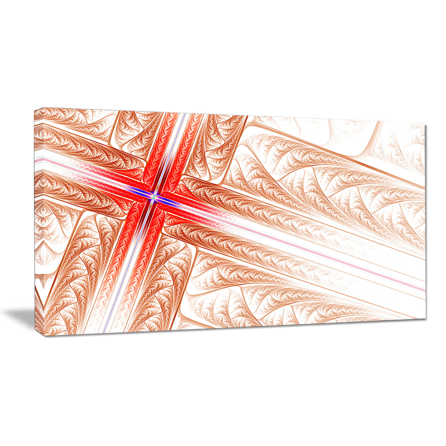 Design Art Red Fractal Cross Design - Wrapped Canvas Graphic Art Print ...