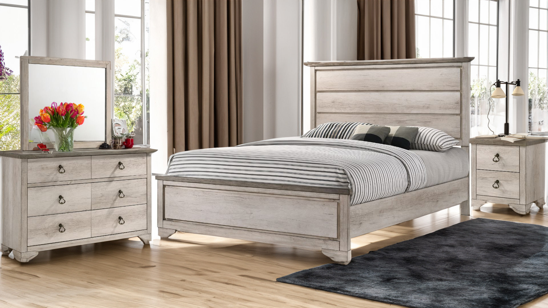 August Grove® Dezon Driftwood Panel Bedroom Set Special 4 Bed Dresser ...