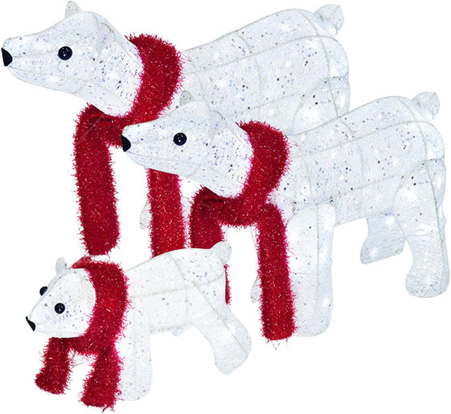 The Holiday Aisle® 3-Piece Lighted Polar Bear Family,30Inch Outdoor ...