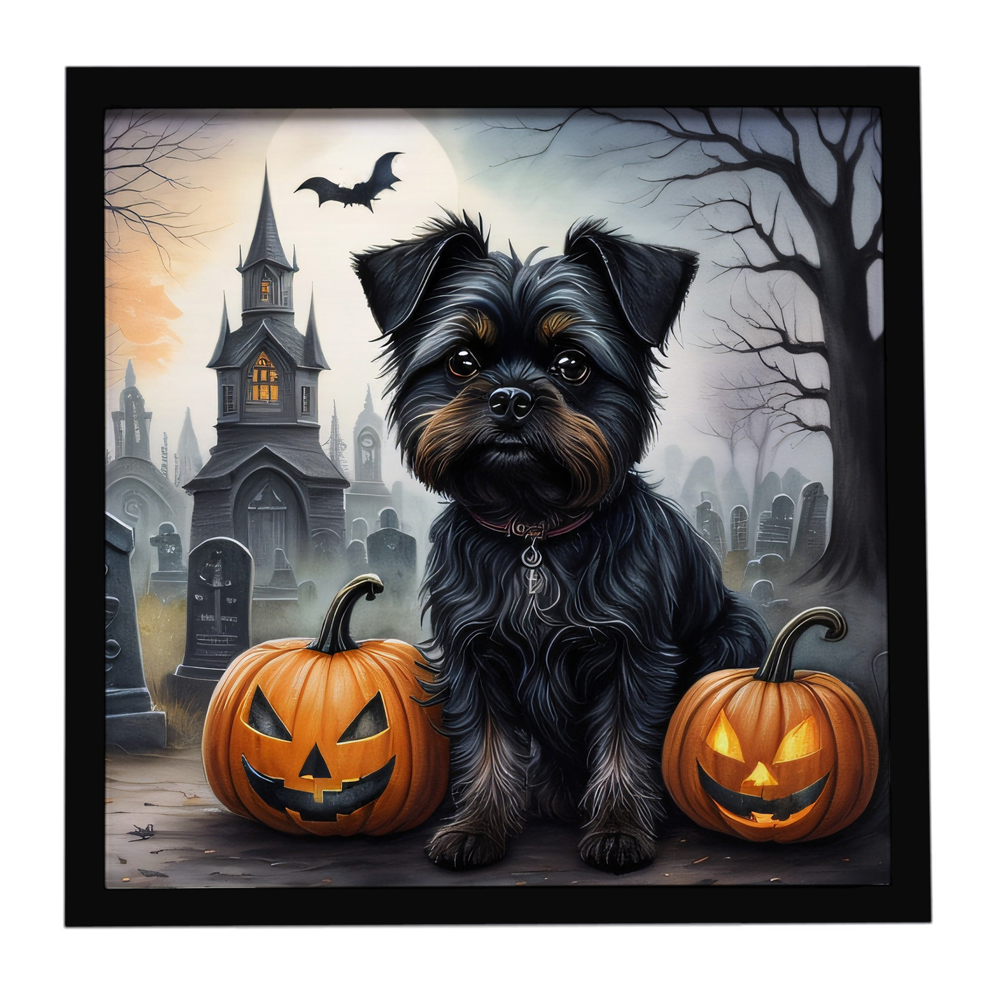 Caroline's Treasures Affenpinscher Spooky Halloween Framed Metal Print ...
