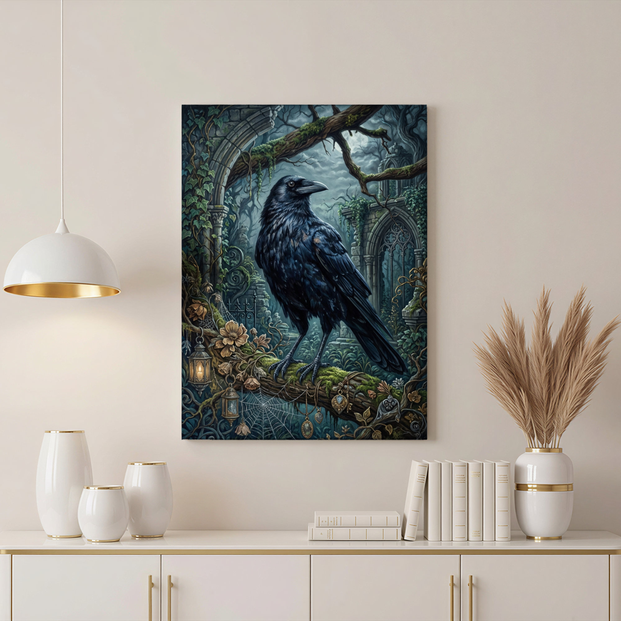 Astoria Grand Crow In Enchanted Forest Canvas Wrapped Wall Art Oil ...