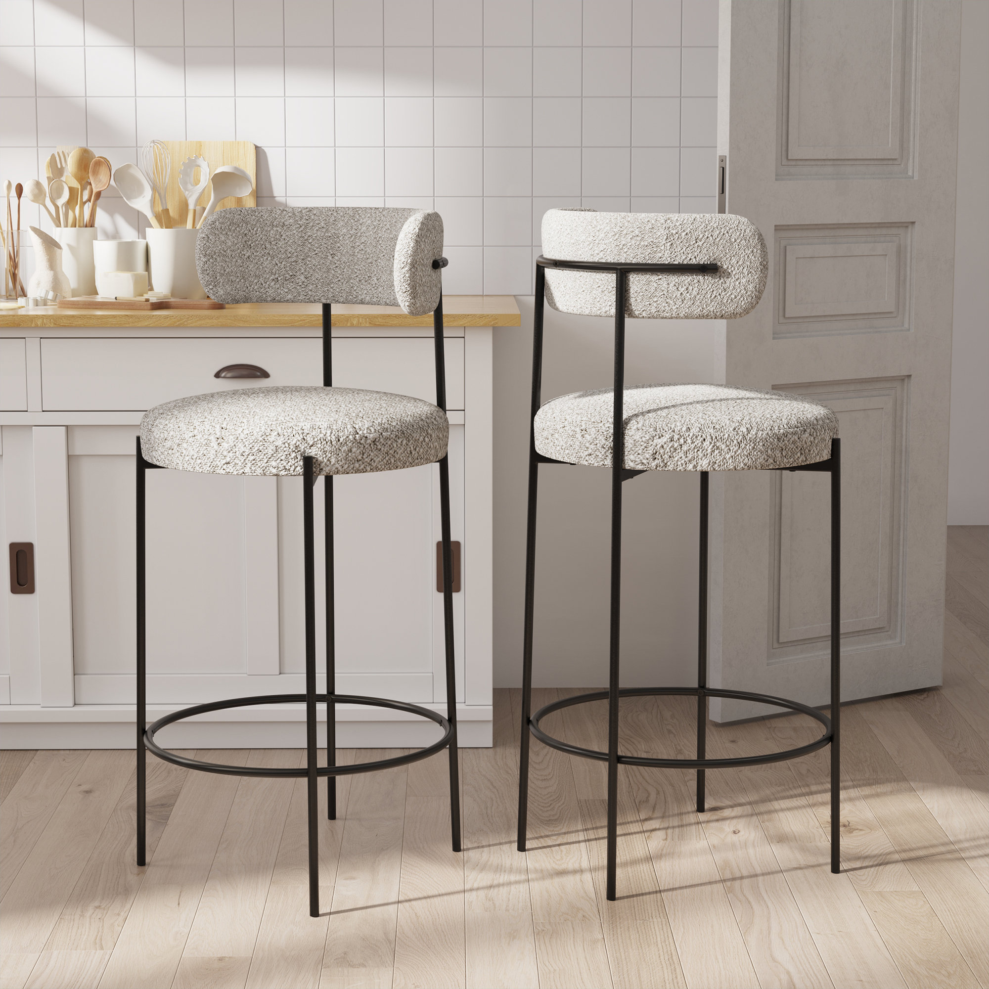Latitude Run® Upholstered Counter Stools With Metal Frame | Wayfair