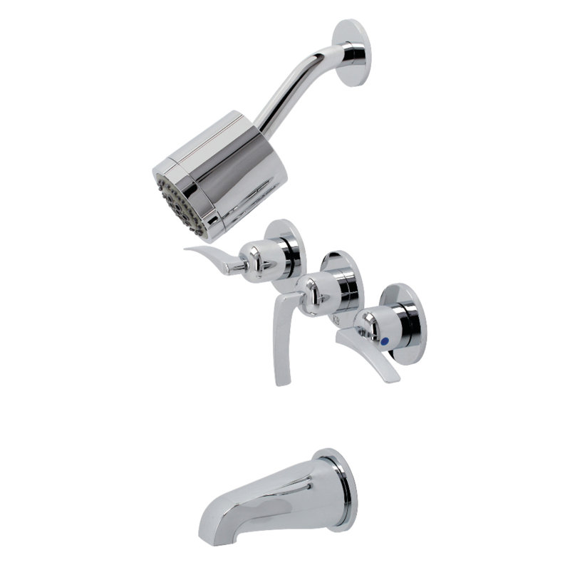 Kingston Brass Centurion Triple-Handle Tub and Shower Faucet & Reviews ...