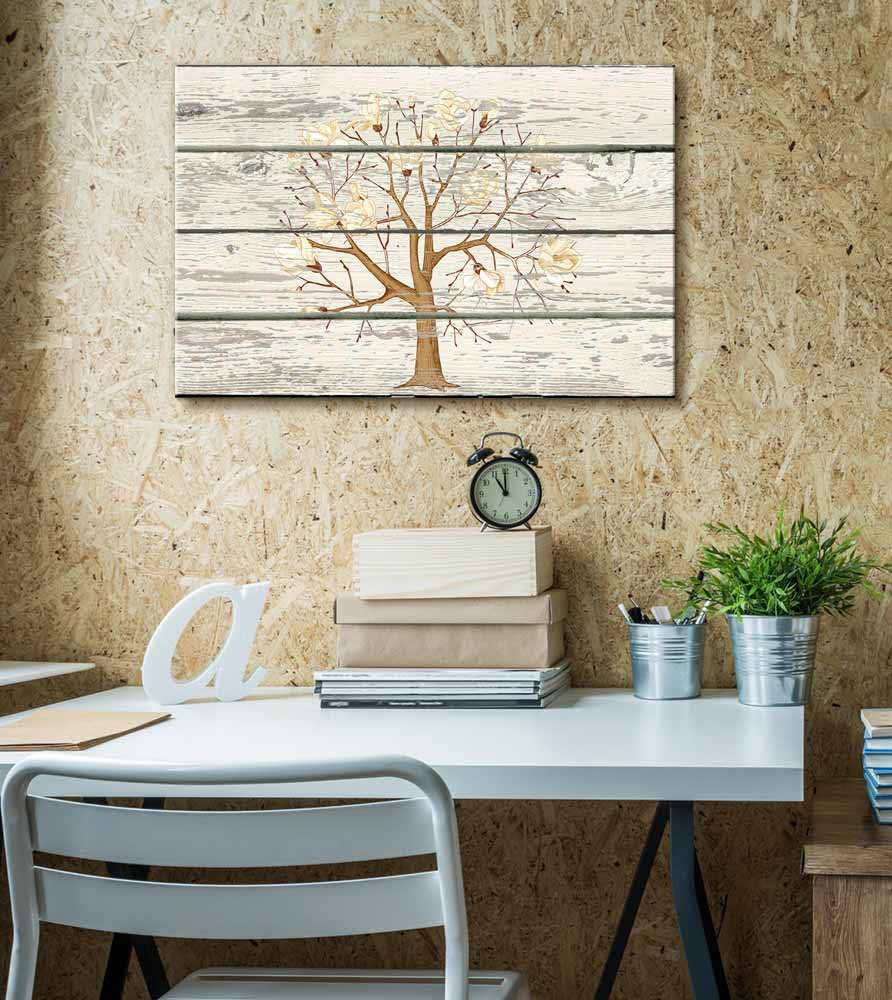 IDEA4WALL " Cherry Blossom Tree Cross Hatch Artwork Rustic Home Art ...