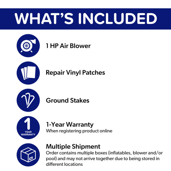 HeroKiddo Ocean Shark Inflatable Water Slide Bounce House Combo (with ...