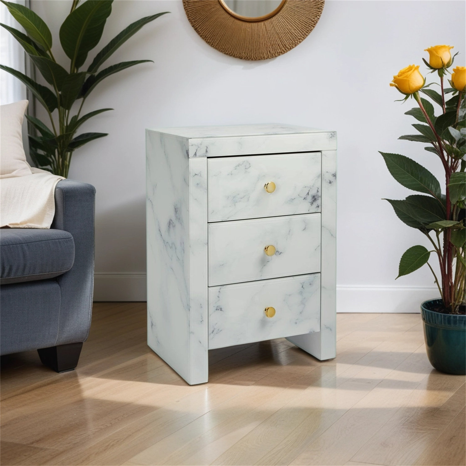 Everly Quinn Vítor Glass Nightstand | Wayfair