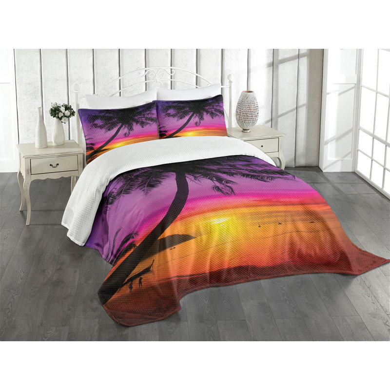Ambesonne Tropical Bedspread Palm Shadow at Sunset | Wayfair