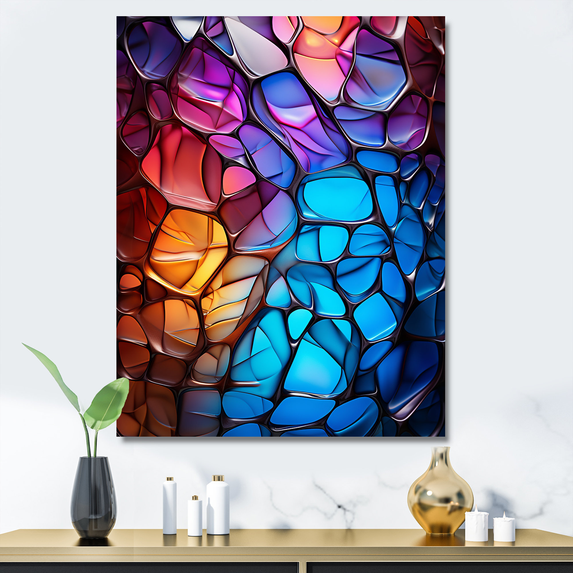 Wrought Studio™ Opalescent Abstract Fractal Glass Relief I - Fractal ...