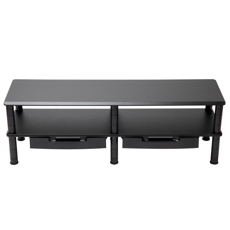 Inbox Zero Lucidio Dual Monitor Risers With Drawers, Extended 2-Tier ...