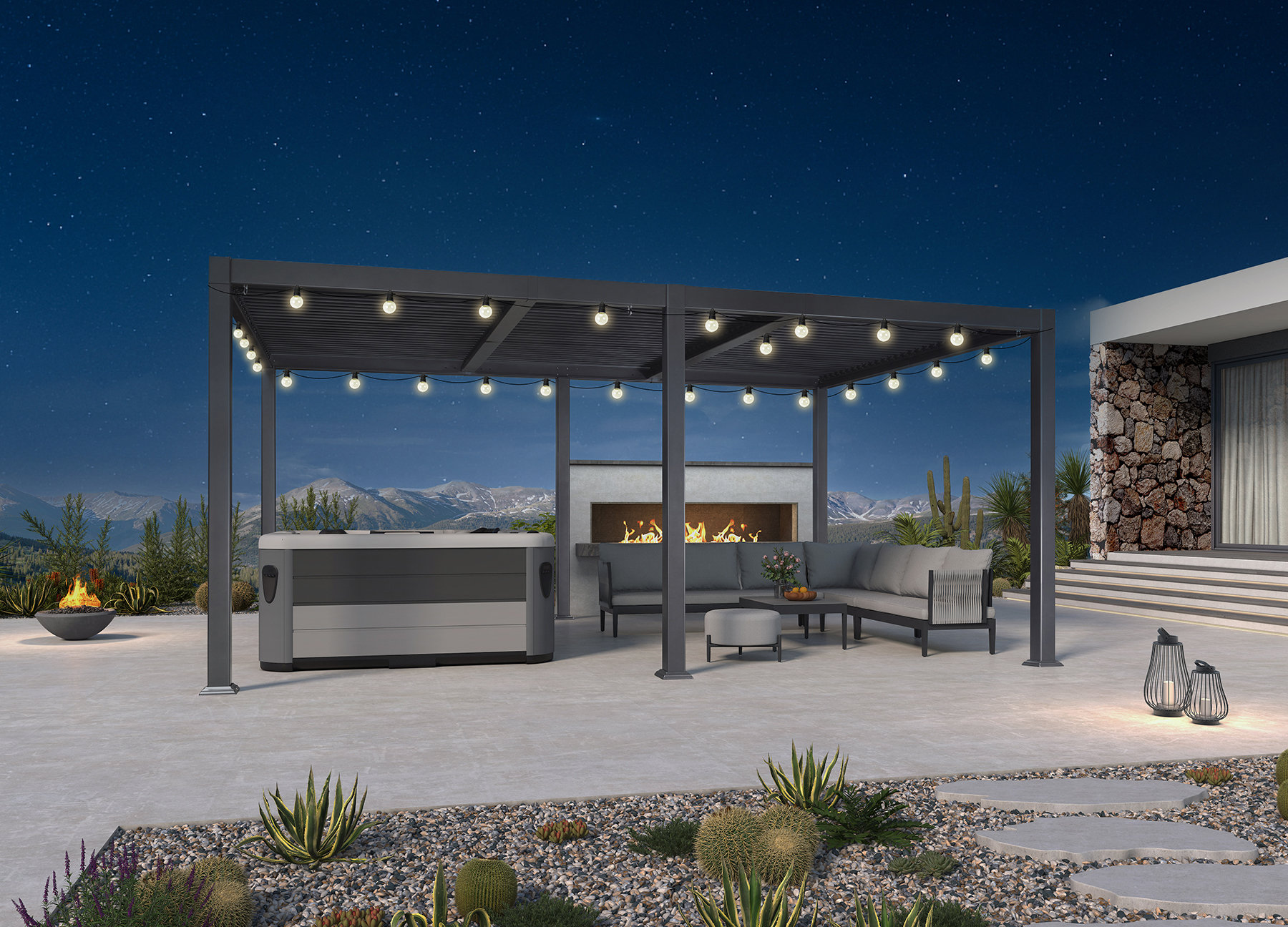 Purple Leaf Patio Aluminum Pergola With 48ft String Lights - Wayfair Canada