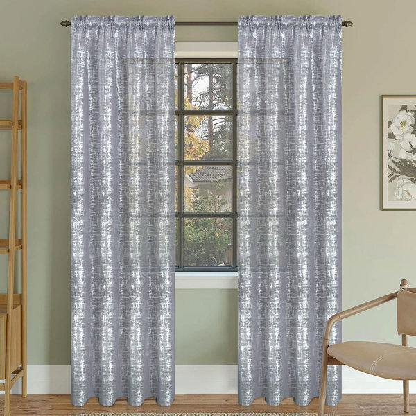 Brayden Studio® Metallic Silver Foil Cross Hatch Design Shimmer Sheer ...
