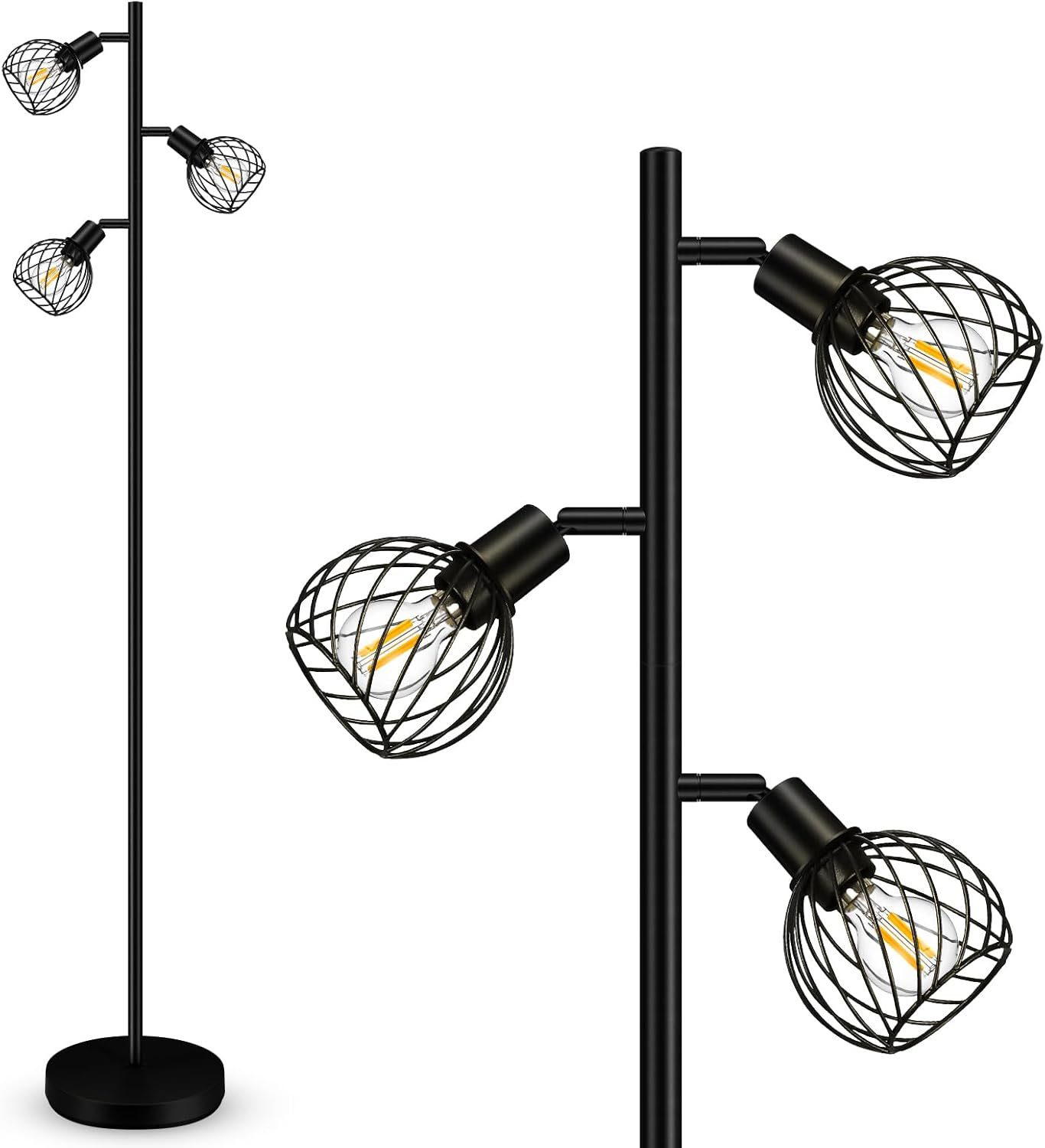 17 Stories Industrial Modern Tree Floor Lamp With 3 Adjustable LED ...