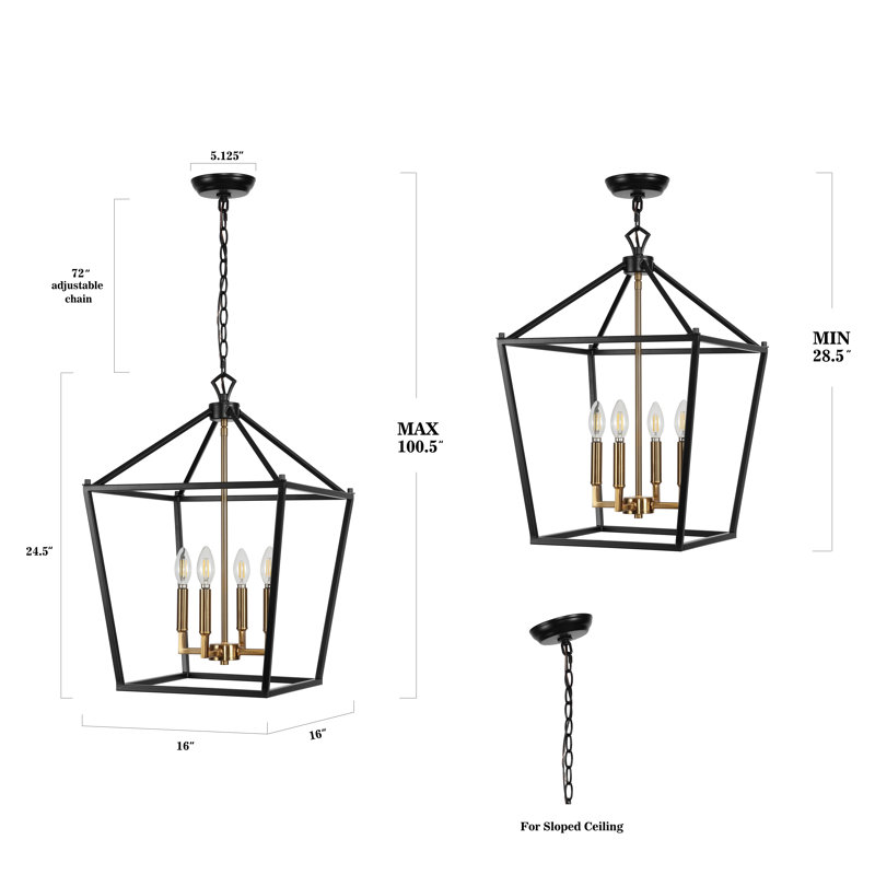 Gracie Oaks Henjes 4 - Light Lantern Geometric Pendant | Wayfair