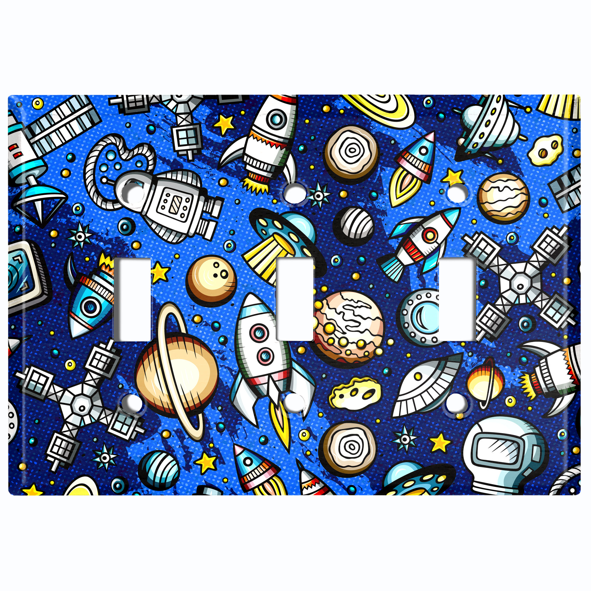 WorldAcc Metal Light Switch Plate Outlet Cover (Rocket Ship Space ...