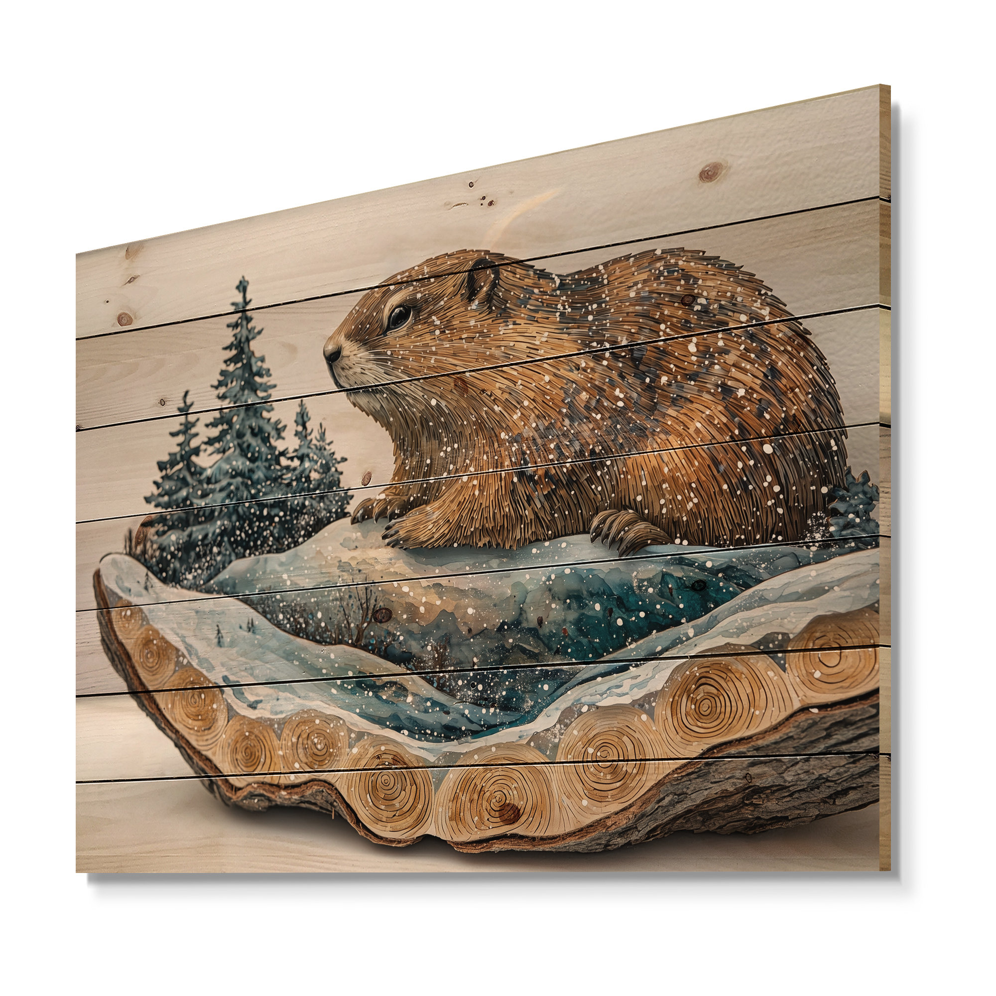 Ophelia & Co. Forest Marmot In Winter Landscape I - Groundhog Animal ...