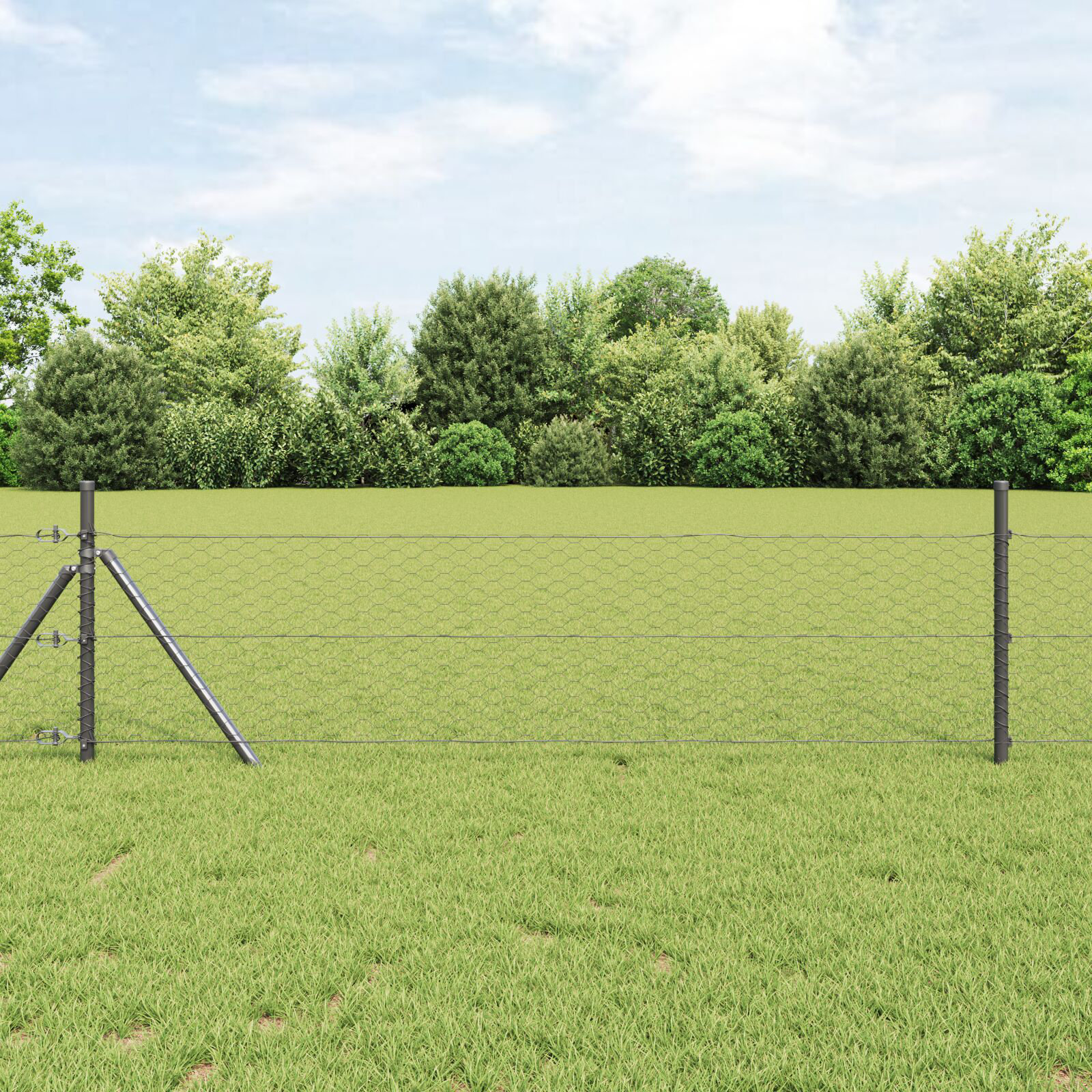 vidaXL Hexagon Fence Gray 0.6x82 ft Steel | Wayfair