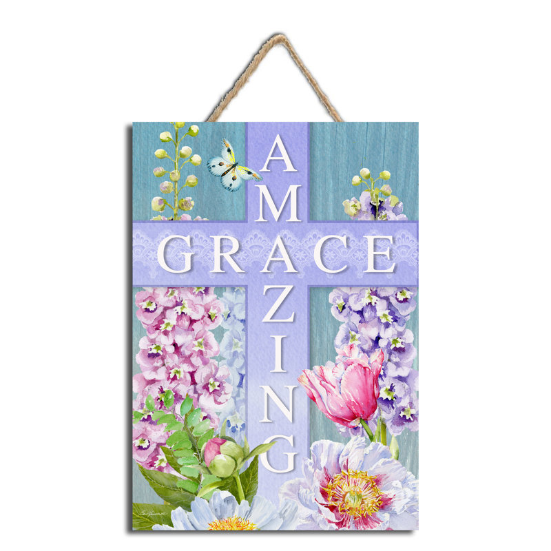 Glow Decor Amazing Grace Wooden Sign with Rope Hanger | Wayfair