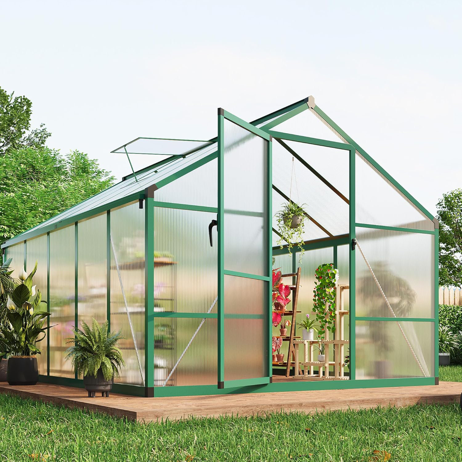 gaomon Greenhouse for Outdoors, Large Aluminum Greenhouses with Roof ...