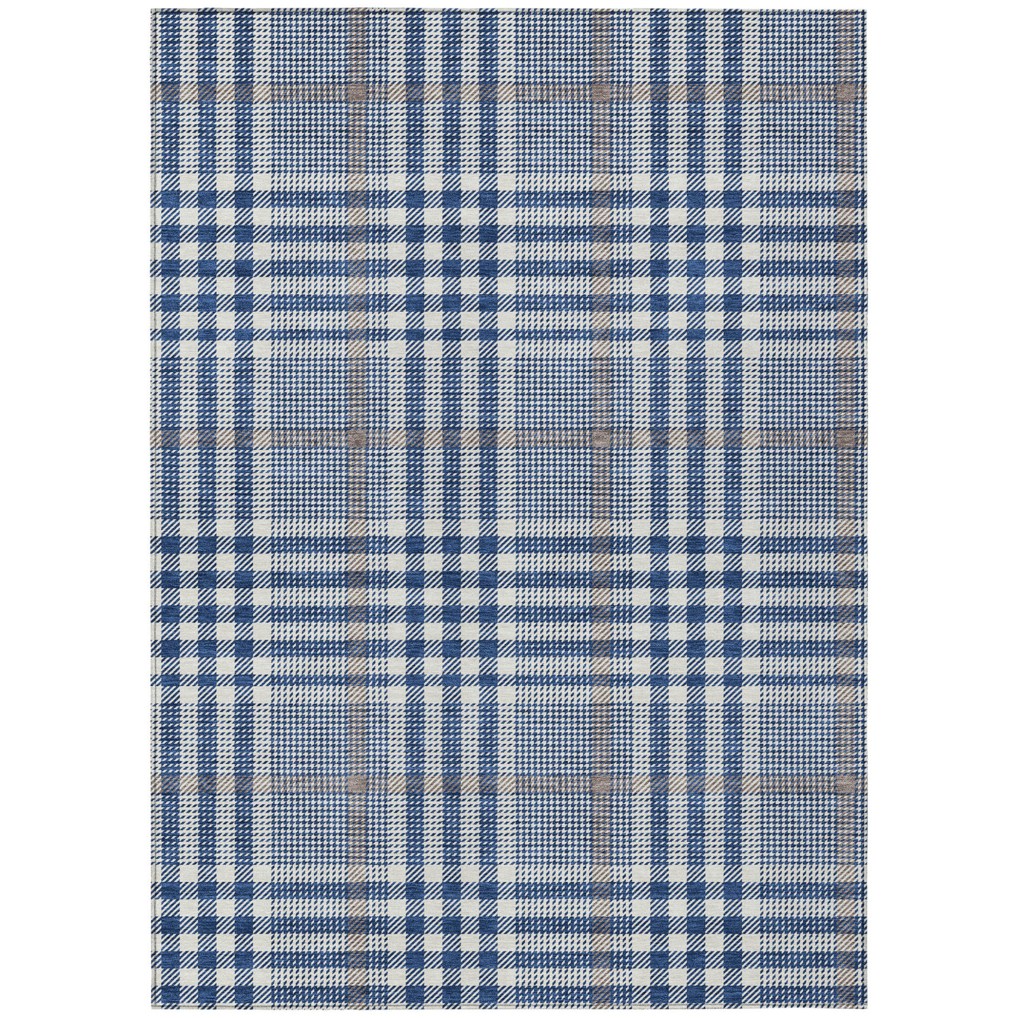 HomeRoots 5' X 8' Navy Blue Plaid Washable Indoor Outdoor Area Rug ...