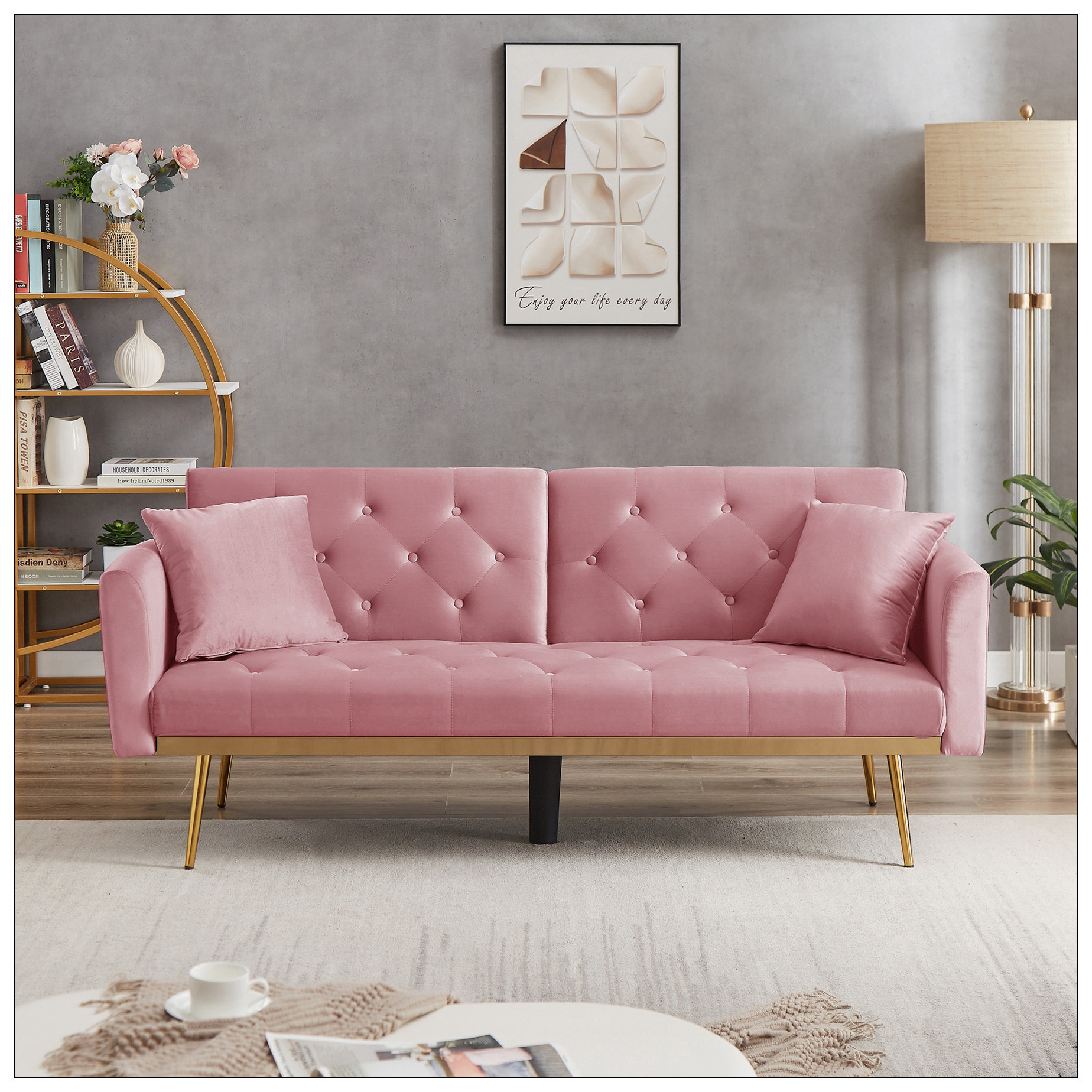 Mercer41 Convertible Futon Sofa Bed with 2 Pillowa Sleeper Sofa | Wayfair