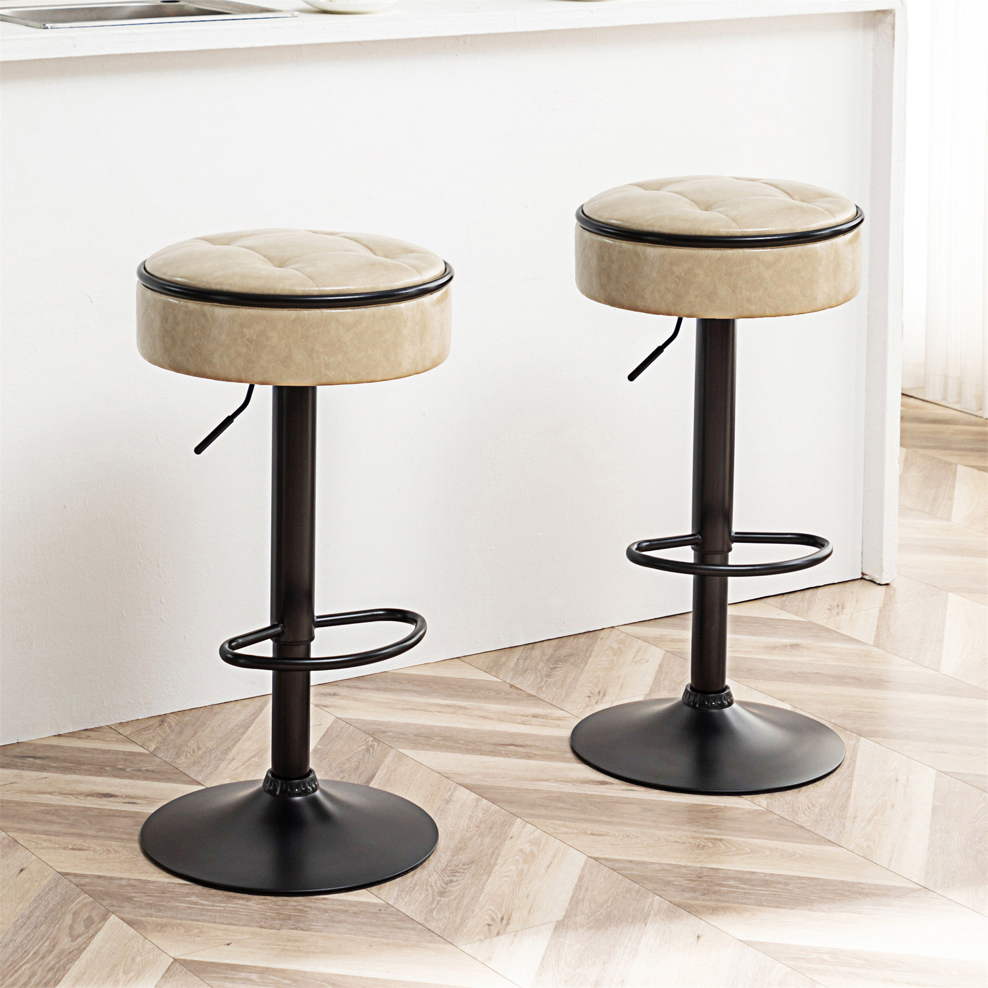 Latitude Run® Round Storage Bar Stool Set Of 2 | Wayfair
