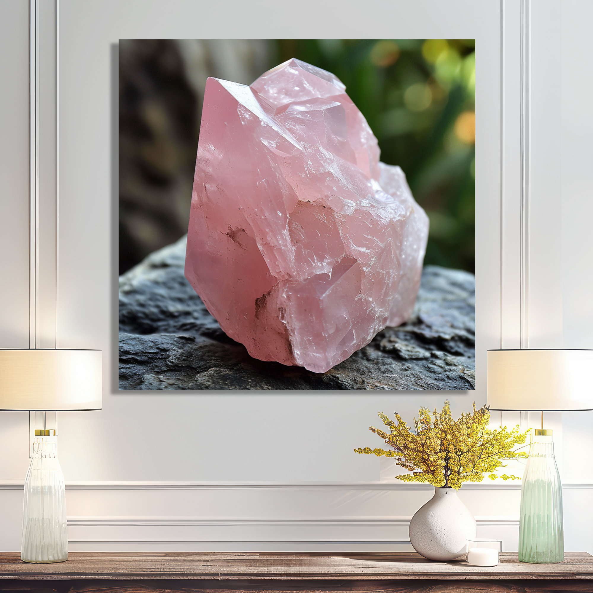 Mercer41 Rose Quartz Crystal Geode - Stone Geode Wall Art Print | Wayfair