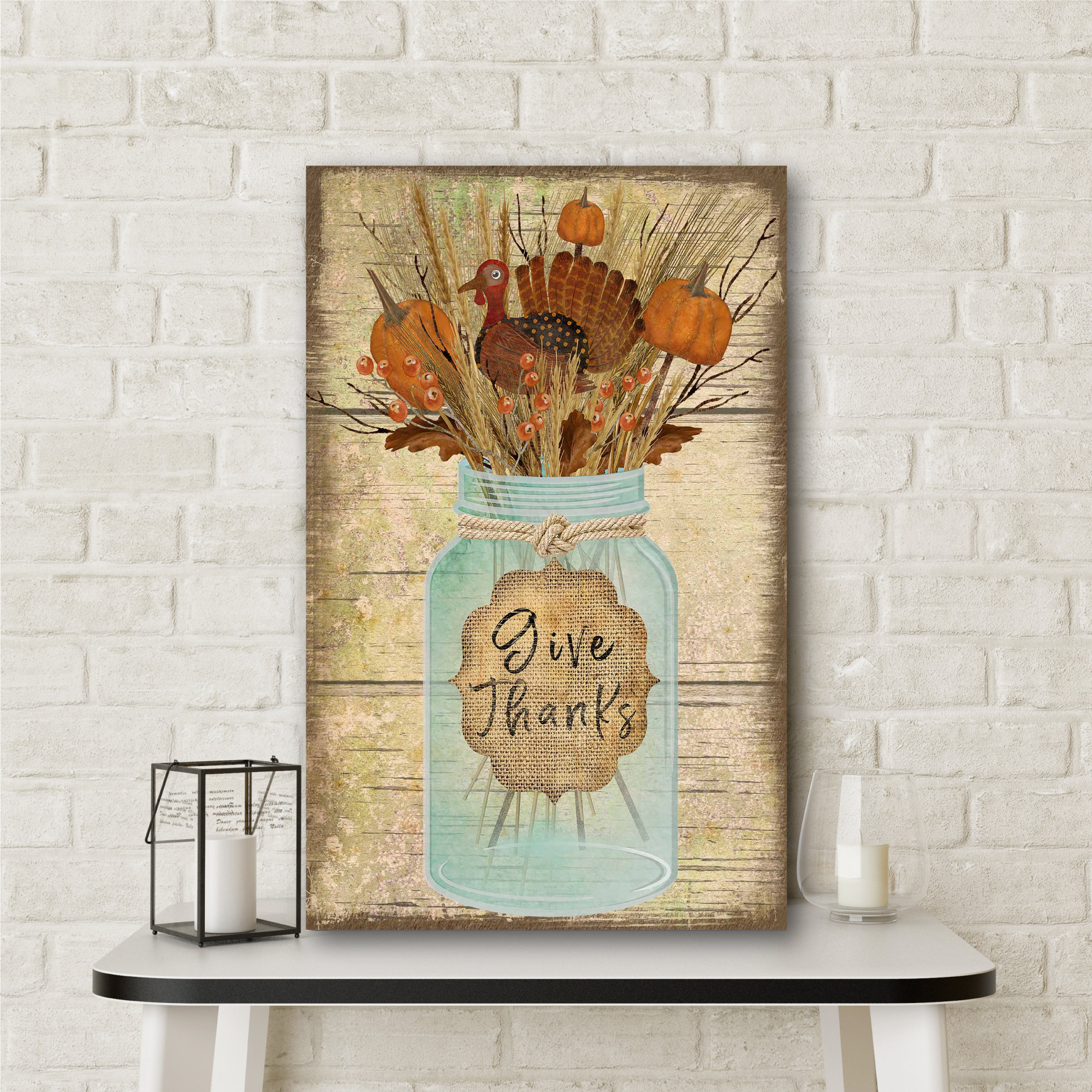 The Holiday Aisle® Give Thanks Jar - Wrapped Canvas Painting Print ...