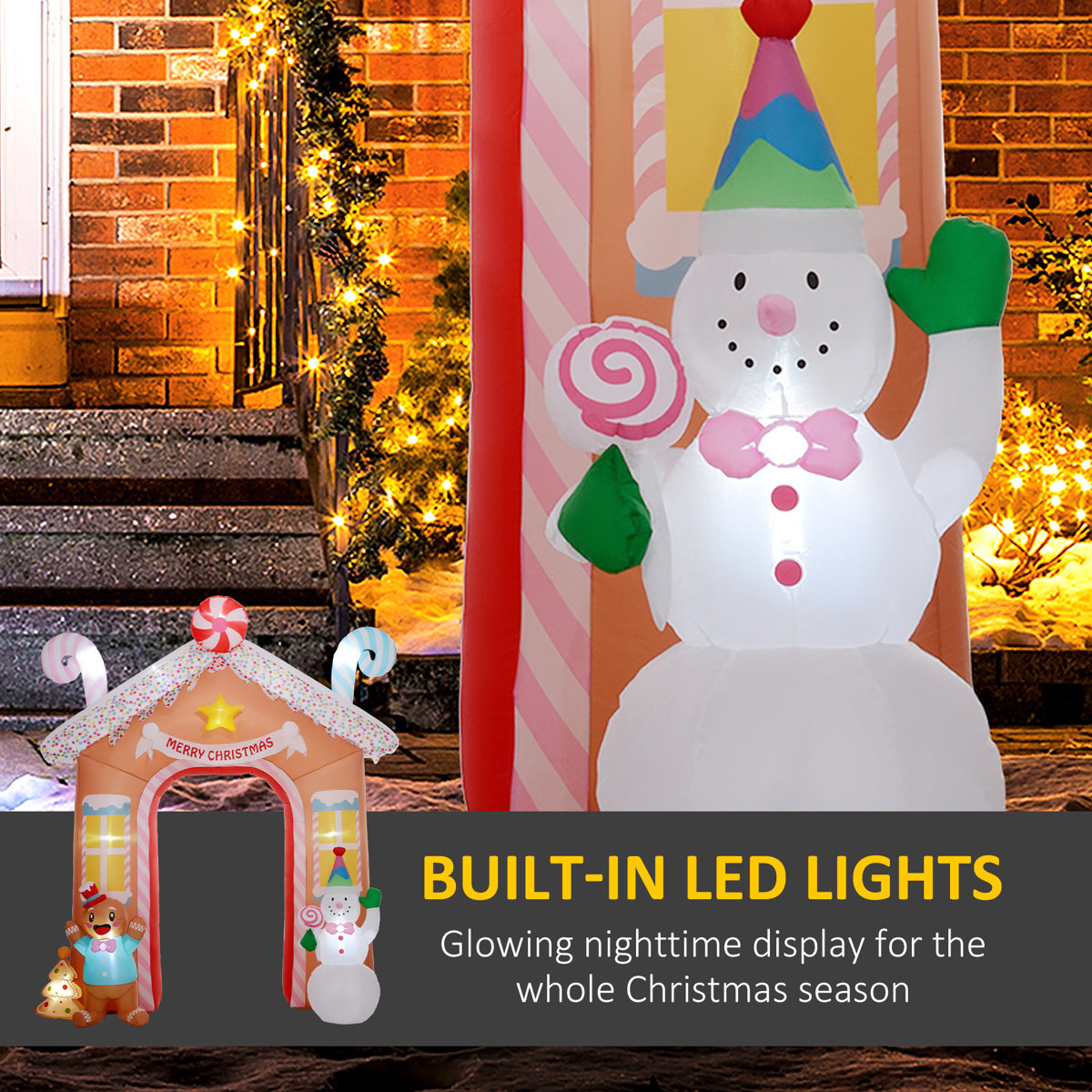 Ophelia & Co. 10' Christmas Inflatable Gingerbread House Archway with ...