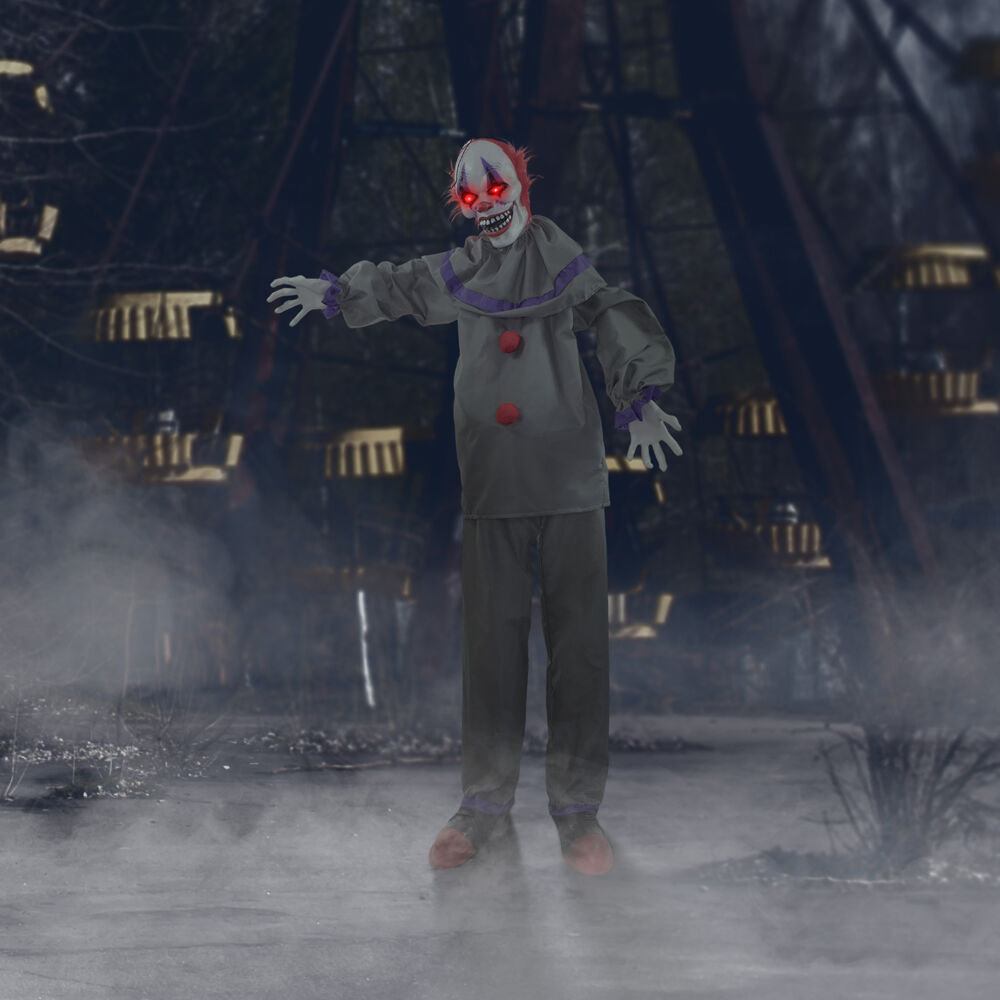 Haunted Hill Farm Life-Size Animatronic Clown with Lights and Sound ...