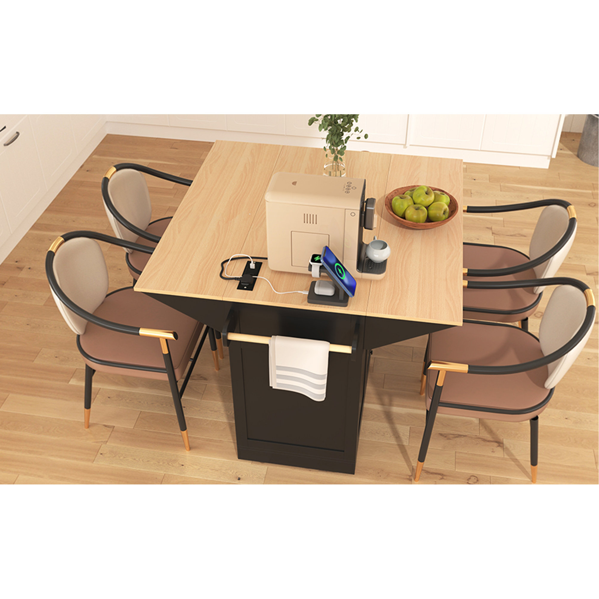 Lark Manor™ Storage Kitchen Island with 2 Drop Leaf,3 Drawers | Wayfair