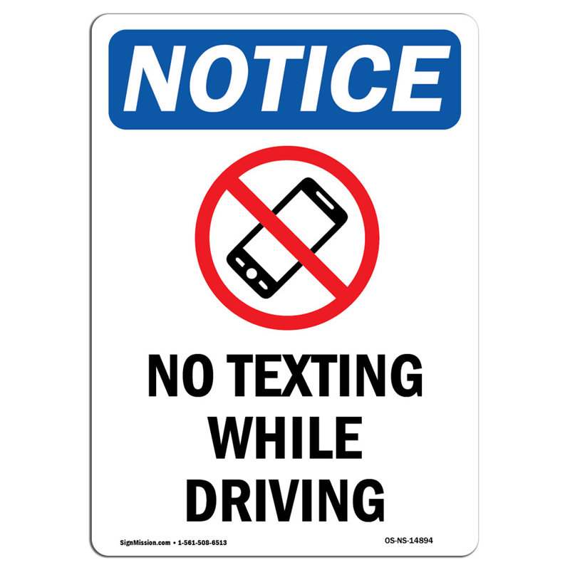 SignMission No Texting While Driving Sign | Wayfair