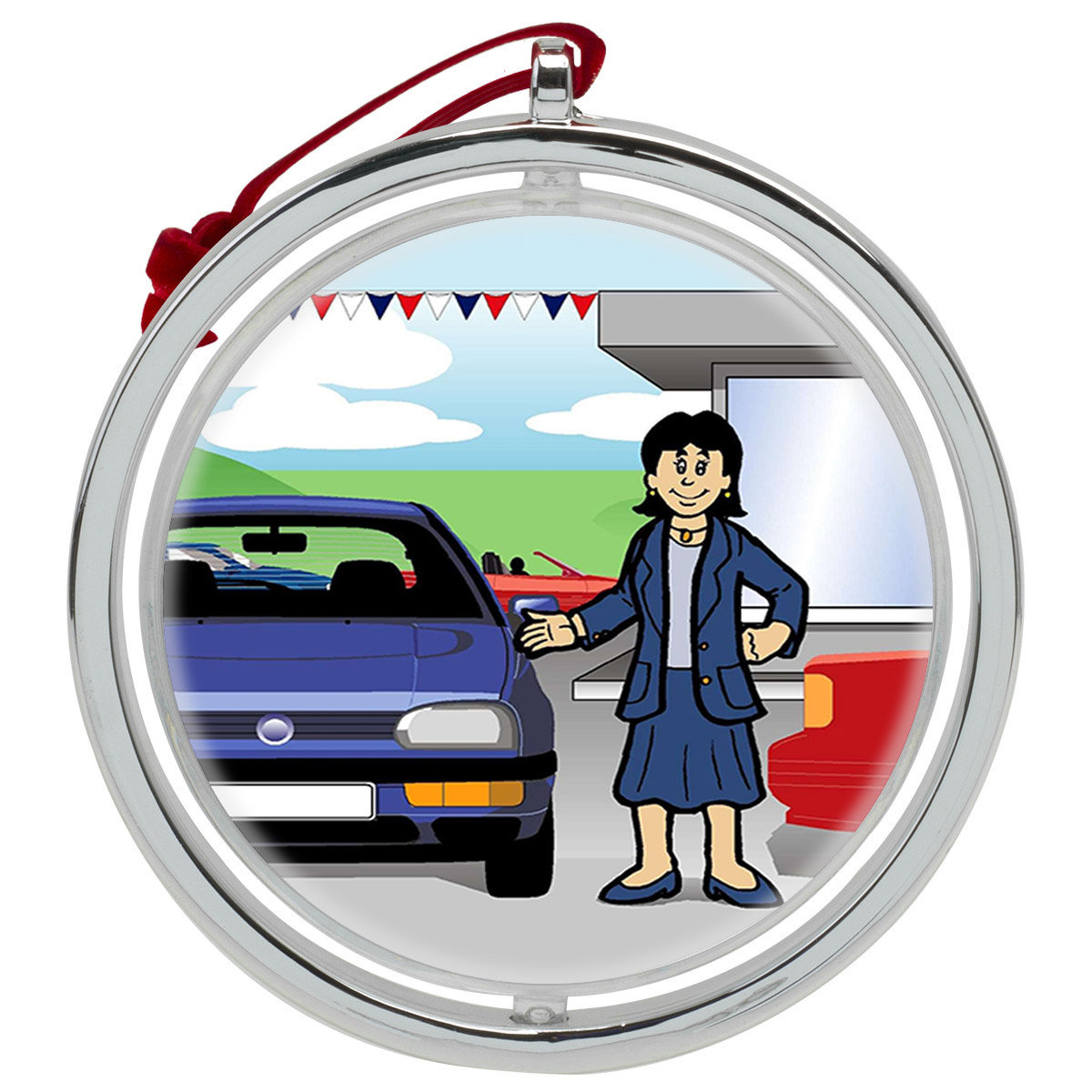Printed Perfection Personalized Car Sales Female Double Sided Spinable ...