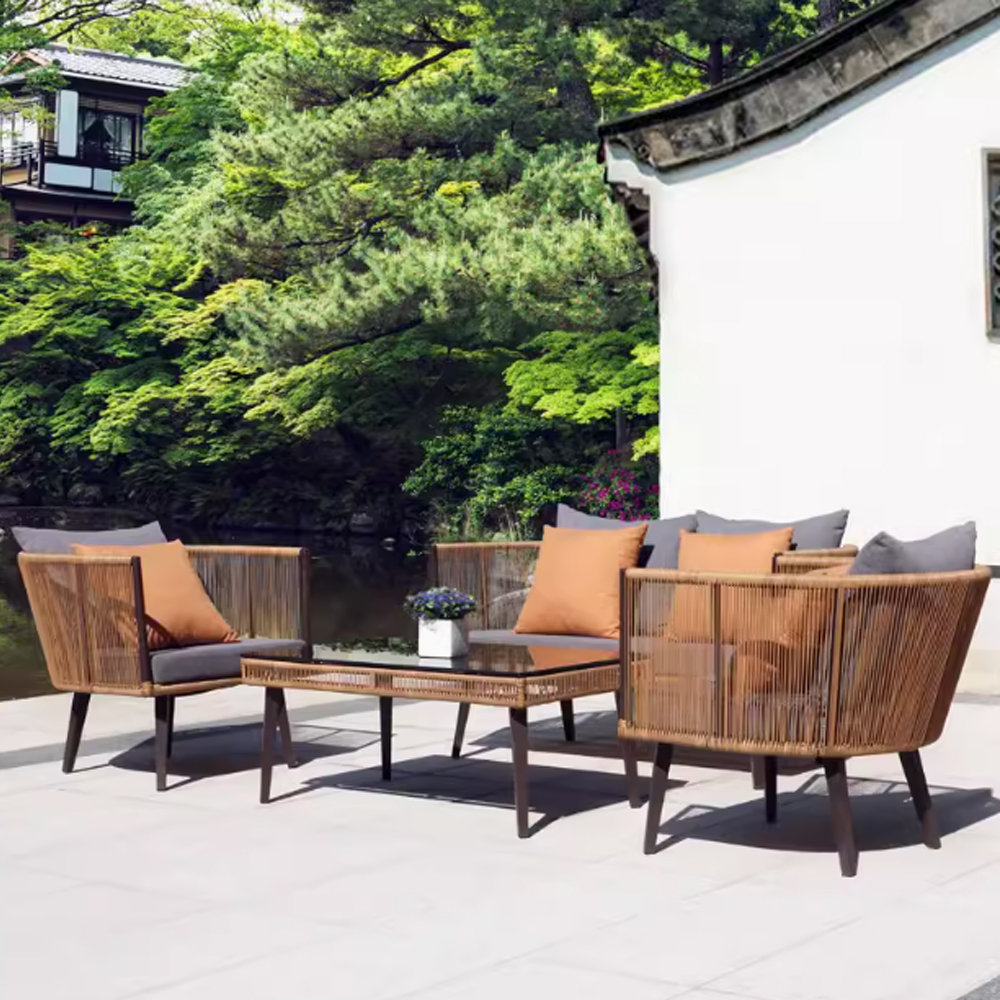 Corrigan Studio® 4 - Person Outdoor Seating Group with Cushions | Wayfair