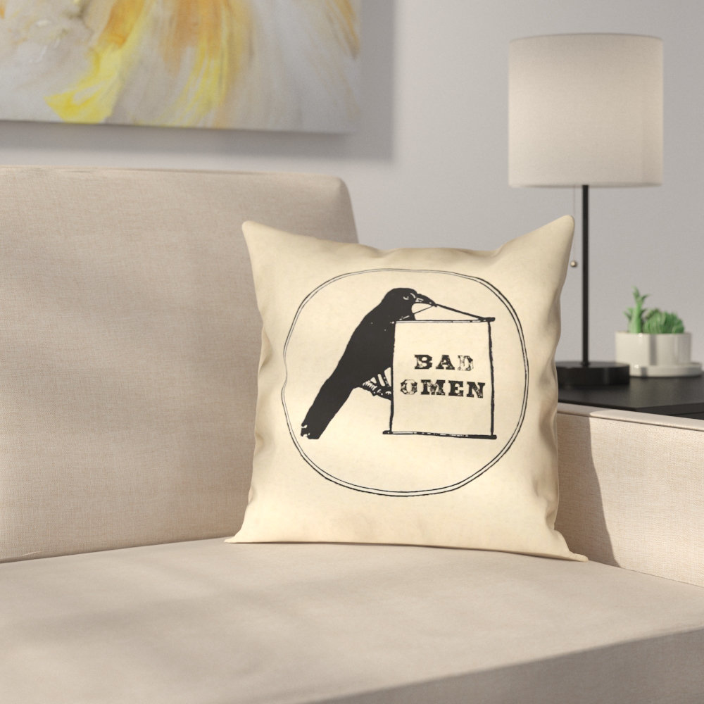 ArtVerse Katelyn Smith Bad Omen Raven Indoor/Outdoor Throw Pillow | Wayfair