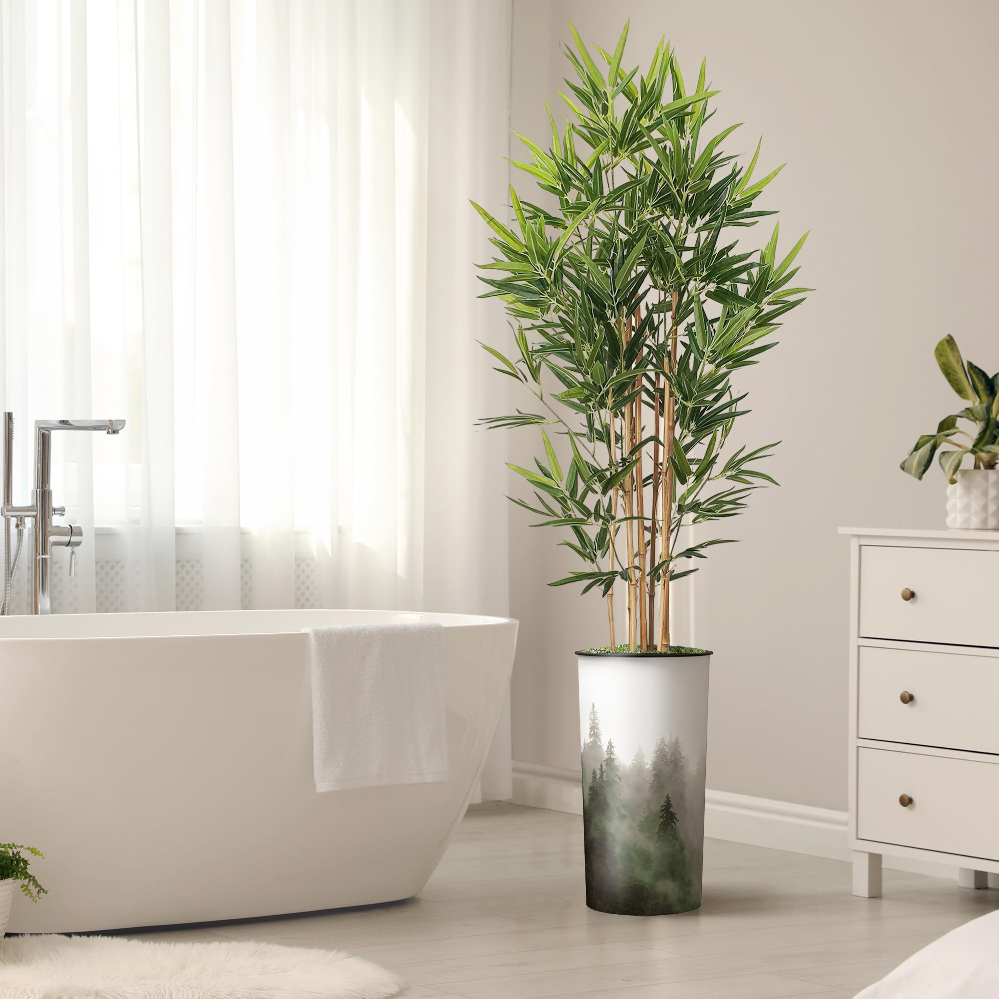 SIGNLEADER Artificial Tree in Green & Black Forest Pine Planter Fake ...