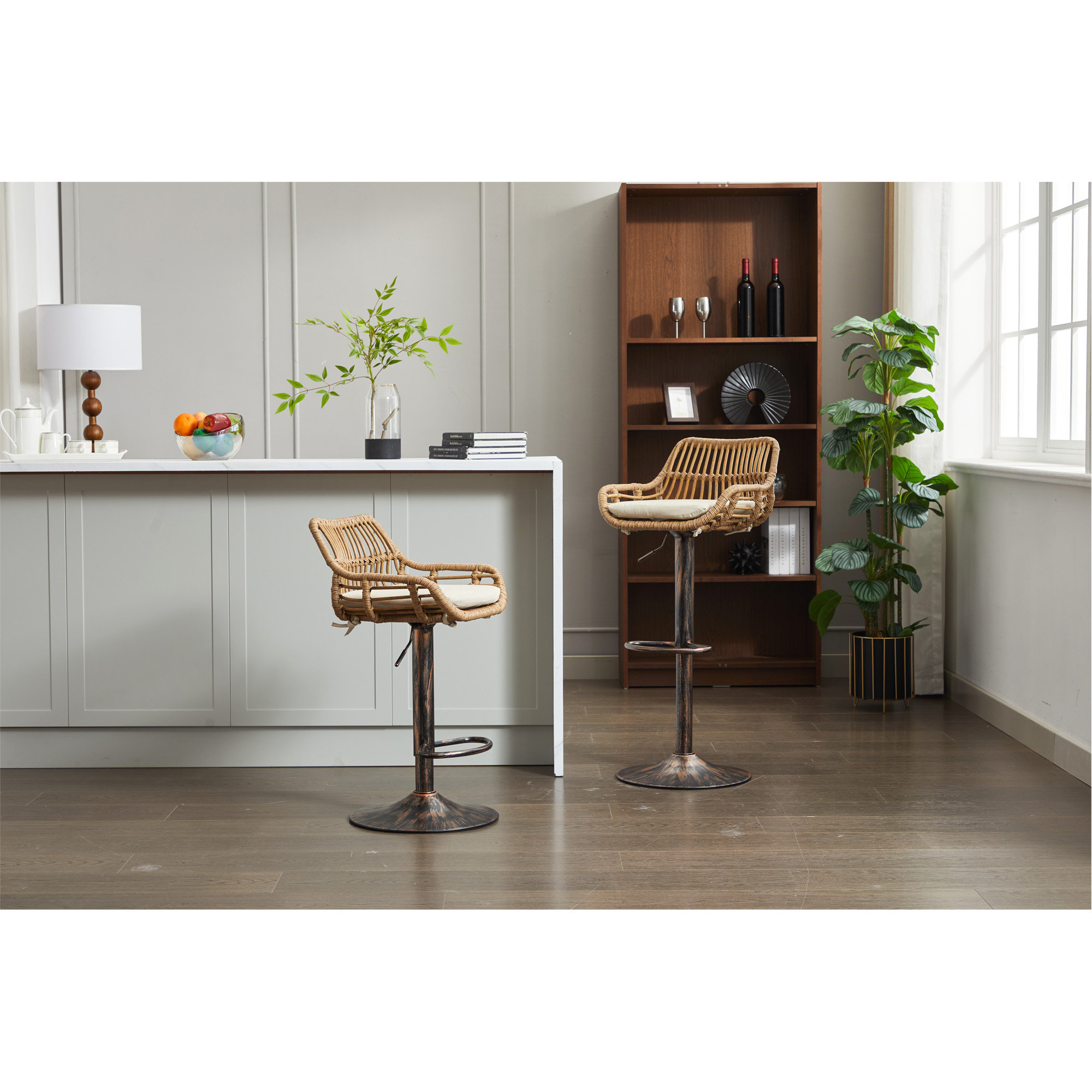 George Oliver Swivel Bar Stools Set Of 2 Adjustable Counter Height ...