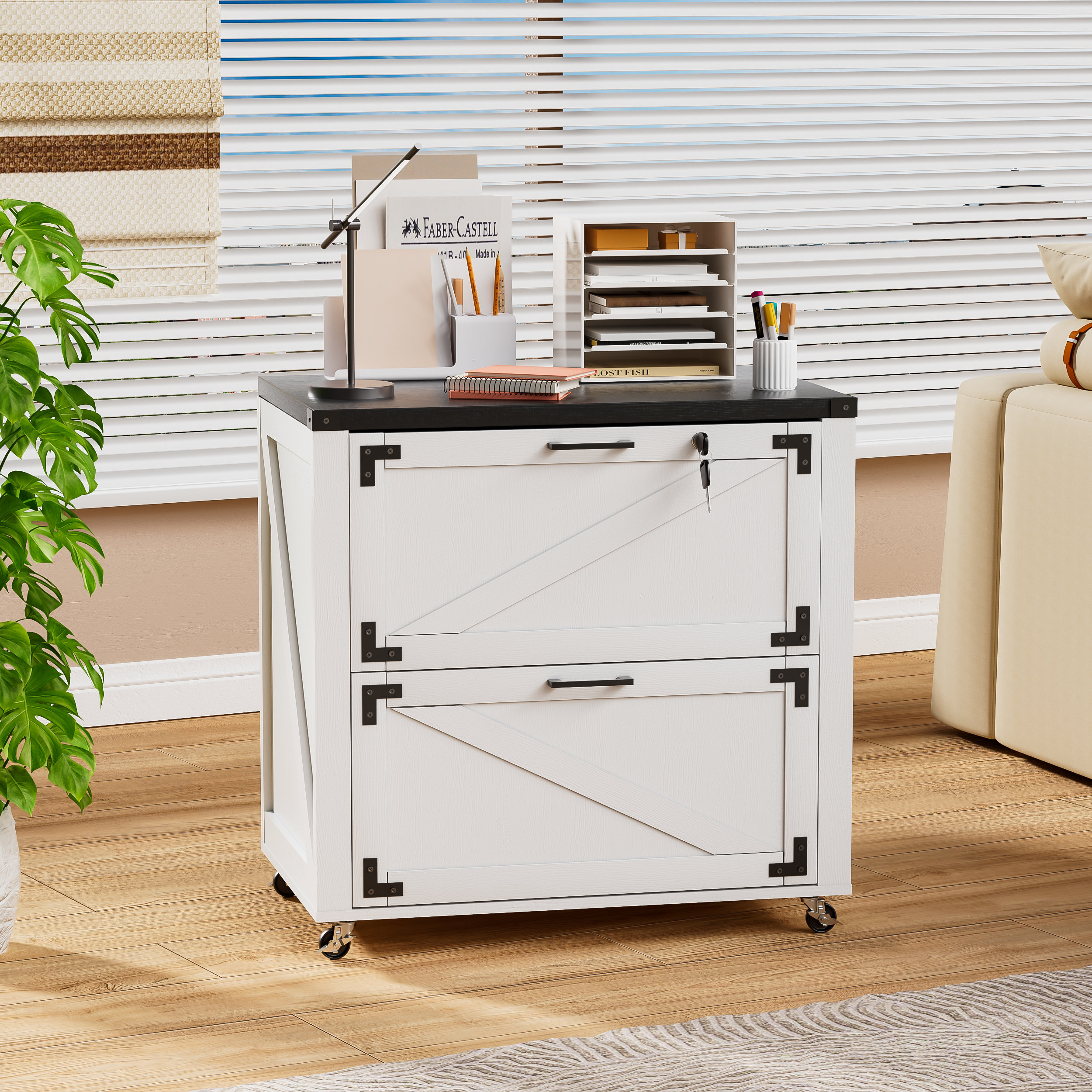 Gracie Oaks Farmhouse 2 Drawer File Cabinet With Lock Vertical Filing ...