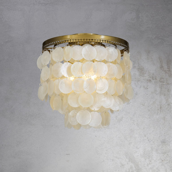 Mercer41 Mahaley 3-Light Coastal Capiz Seashell Flush Mount Ceiling ...