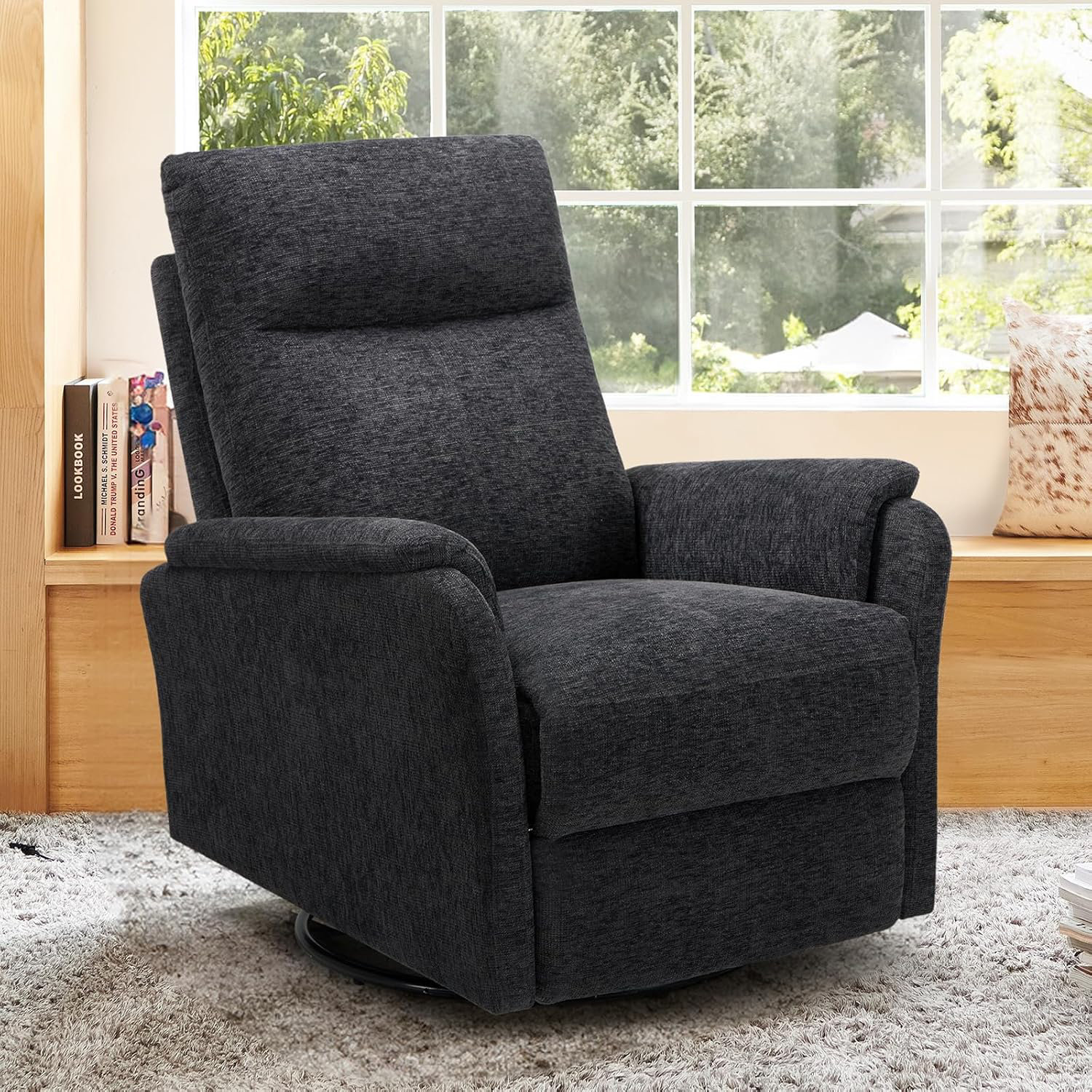 Red Barrel Studio® Swivel Rocking Recliner Chair With Footrest, 360 ...