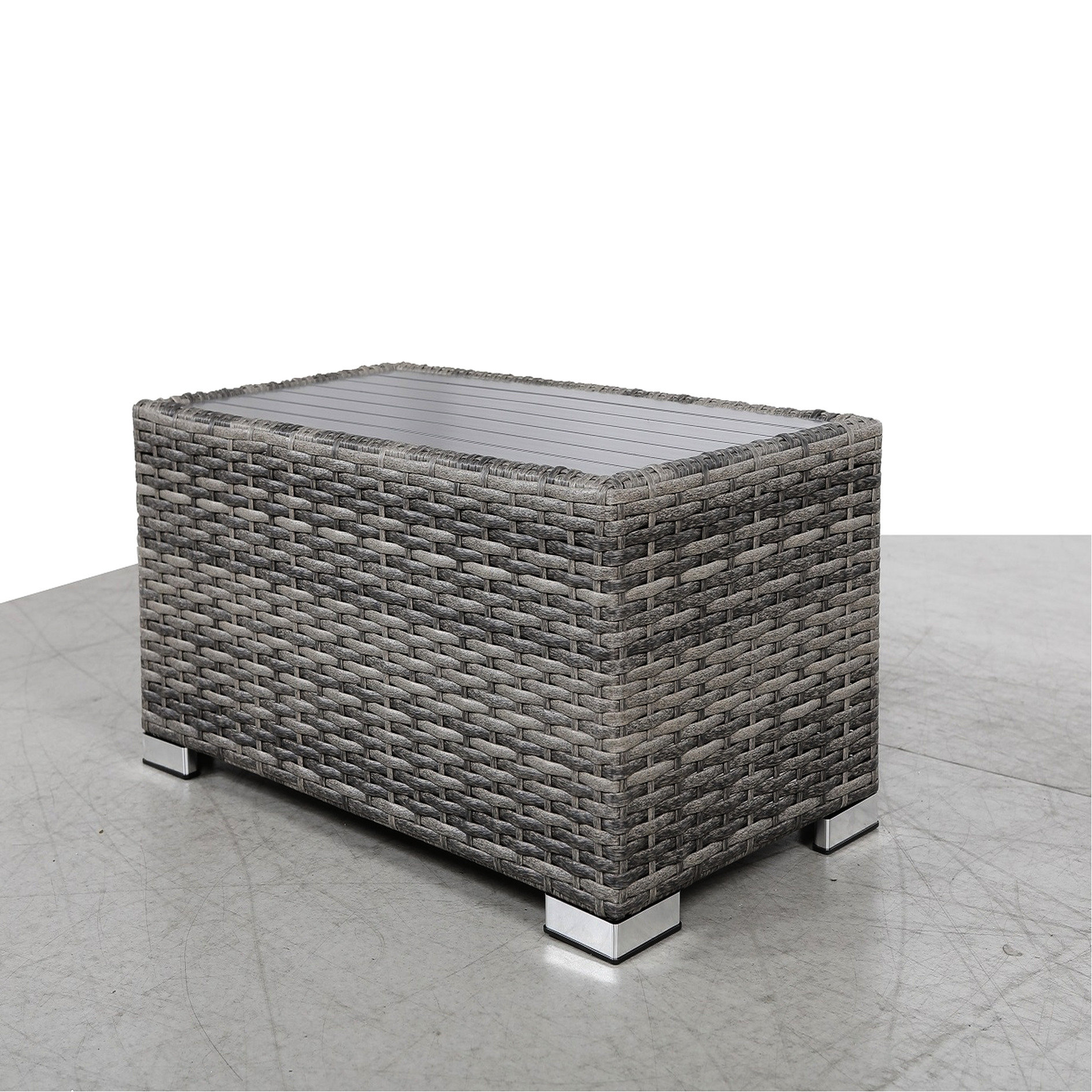 Ebern Designs Fully Assembled Mixed Grey And Aluminum Slatted Side ...