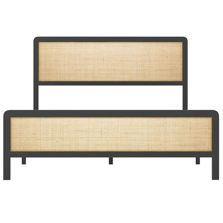 Bay Isle Home Queen Size Bed Frame With Rattan Headboard And Footboard ...