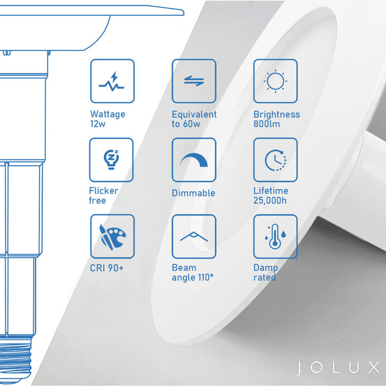 Jolux 6" Selectable 5CCT Adjustable LED Retrofit Recessed Lighting Kit ...