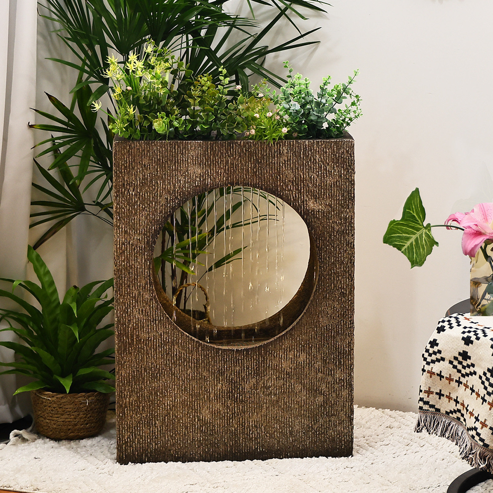 17 Stories Modern Indoor Floor Standing Water Fountain Square Waterfall ...