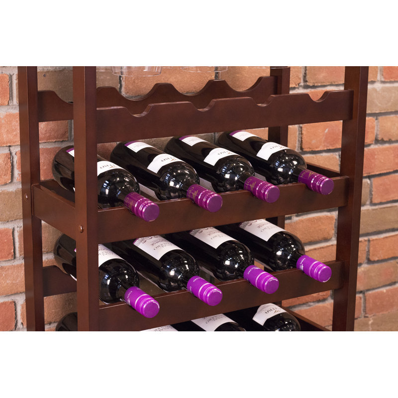 Charlton Home® 16 Bottle Floor Wine Bottle & Glass Rack & Reviews | Wayfair