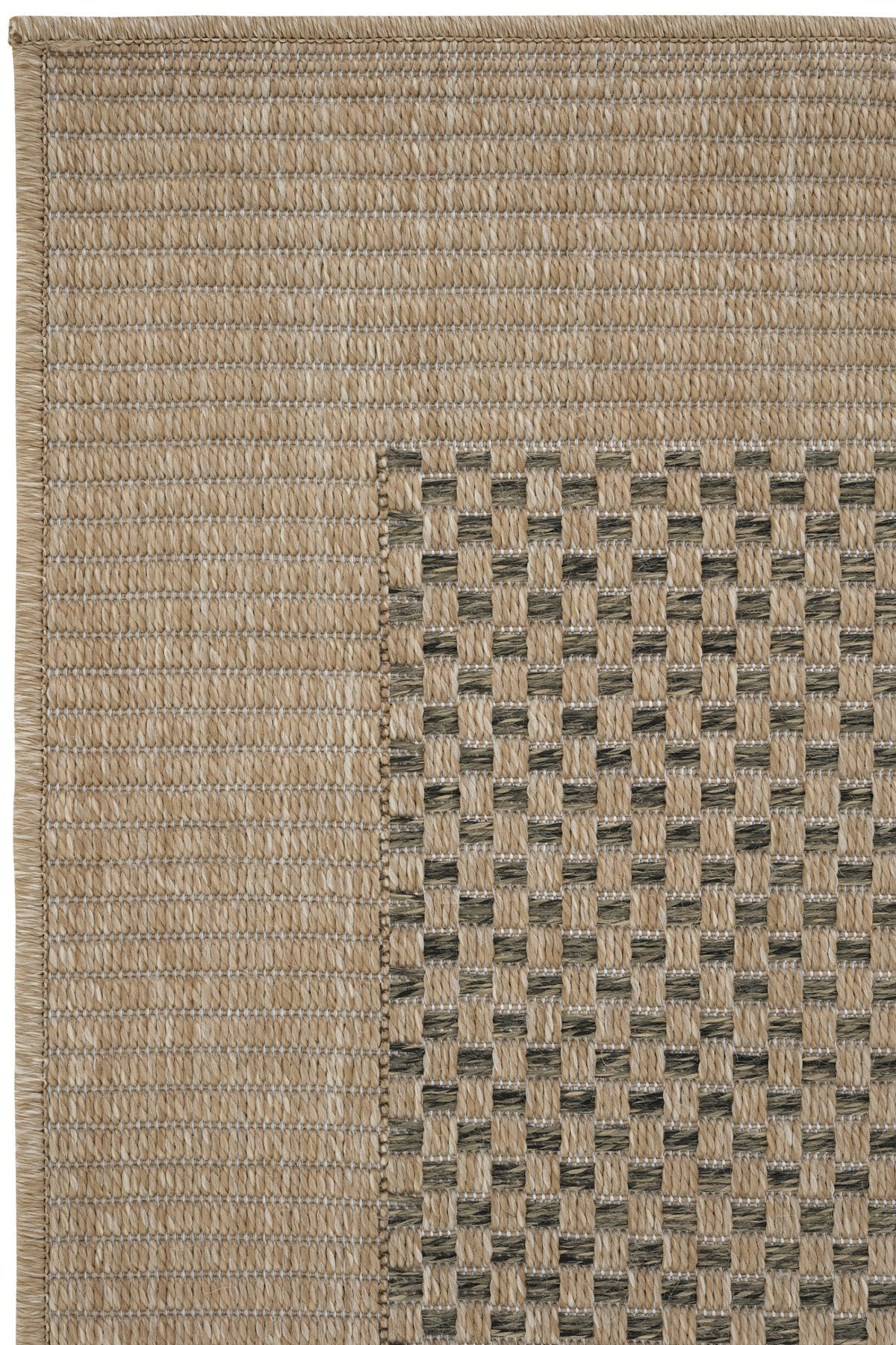 Gracie Oaks Atina Beige Sisal Look Framed Rug | Wayfair
